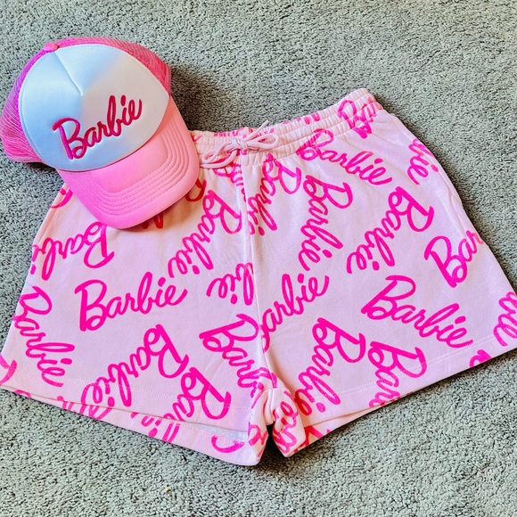 Barbie | Shorts | New Barbie Viral Baby Pink Logo Drawstring Sweat ...